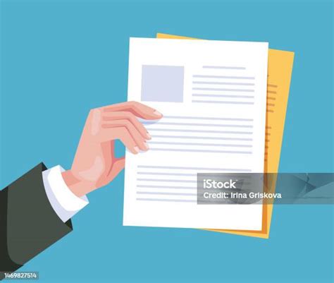 손 사업가 손 팔은 흰색 배경에 격리된 문서 종이 계약을 잡고 있습니다 그래픽 디자인 벡터 일러스트 레이 션 계약서에 대한 스톡