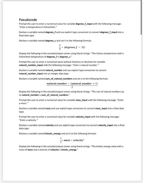 Solved Pseudocode Prompt The User To Enter A Numerical Value