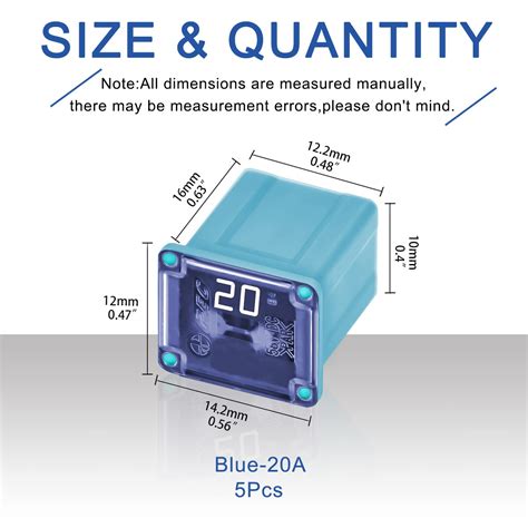 5 Pack Automotive Low Profile Mini Jcase Fuse 20 Amp Fuse Assortment Compatible