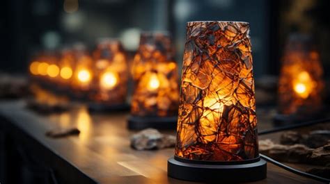 Premium AI Image Ember Table Lamp In The Table Closeup View