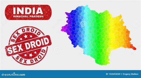 Colored Mosaic Himachal Pradesh State Map And Scratched Sex Droid