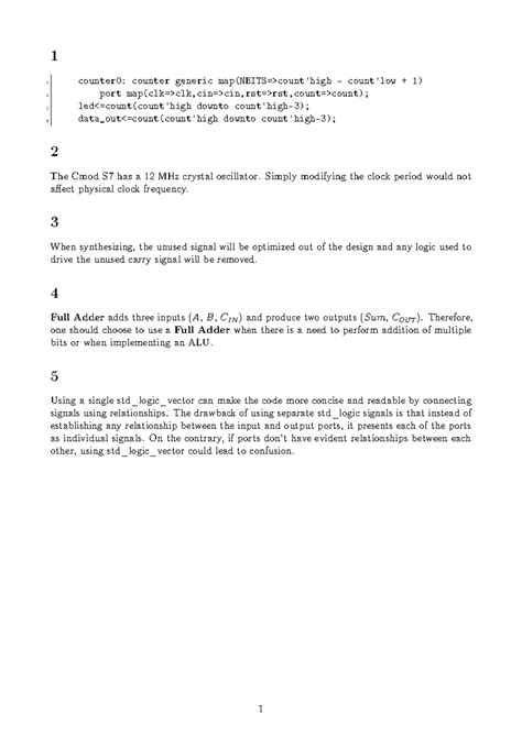 Fpga Lab Notees 1 ￿ Counter0 Counter Generic Mapnbitscounthigh