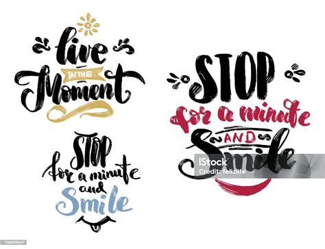 카드 엽서 전단지 포스터의 디자인을위한 손 그림 글자 짧은 문구세트 계절에 대한 스톡 벡터 아트 및 기타 이미지 계절