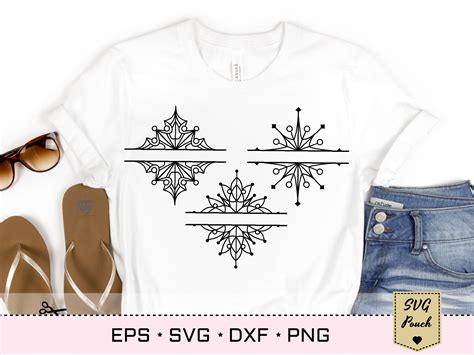 Snowflake Split Monogram Svg By Svgpouch Thehungryjpeg