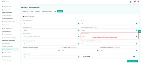 Configure Websocket Server Drivemond