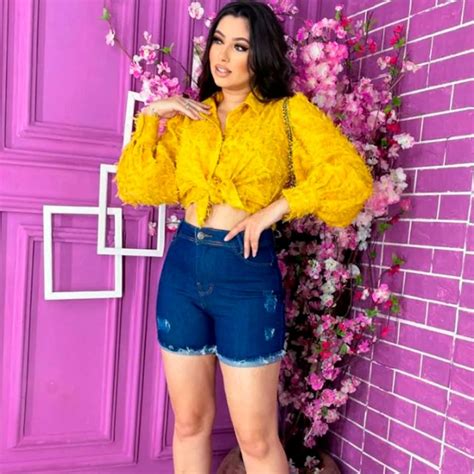 Short Jeans Feminino Meia Coxa Azul Escuro Ao Feira Da Madrugada Sp