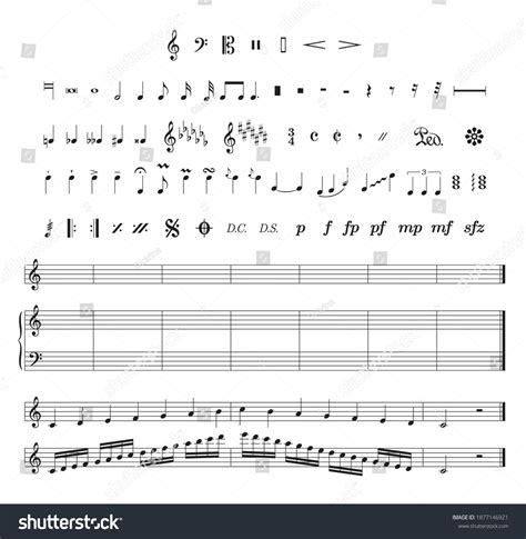 Set Musical Notation Symbols Treble Gclef Stock Vector Royalty Free 1877146921 Shutterstock