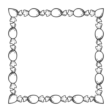 Halloween Decorative Candy Frame Isolated On White Background