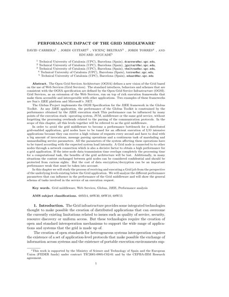 Pdf Performance Impact Of The Grid Middleware