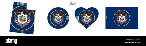Utah Flag Icon Set American State Pennant In Official Colors And