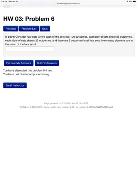 Solved Webwork Hw 03 Problem 6 Previous Problem List Next
