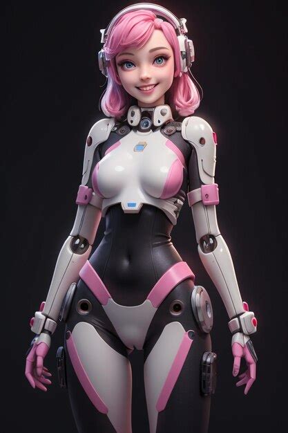 Premium Ai Image Pink Bionic Robot Female Mech Warrior Future Artificial Intelligence Robot Ai