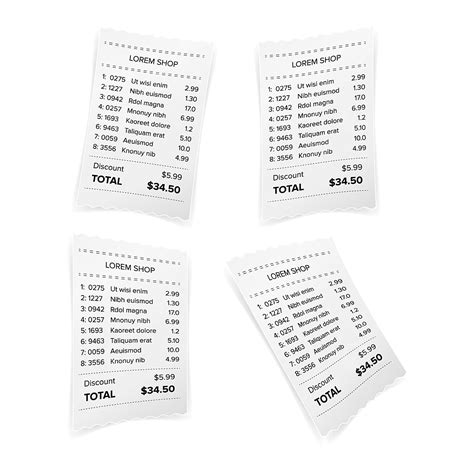 판매 인쇄 영수증 백서 빈 벡터 가게 영수증 또는 빌 흰색 배경에 현실적인 Atm 확인 그림에 고립 영수증 종이 구매 Png 일러스트 및 벡터 에 대한 무료 다운로드