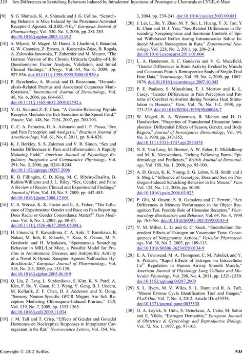 Sex Differences In Scratching Behaviors Induced By Intradermal Injections Of Pruritogenic