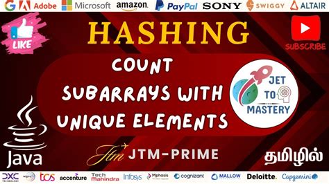 Count Subarrays With Unique Elements Dsa Hashing Java Tamil