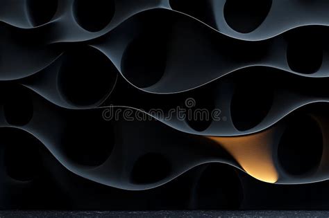 Abstract Dark Wave Pattern With Glowing Orange Element Stock