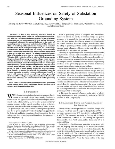 Pdf Seasonal Influences On Safety Of Substation Grounding System