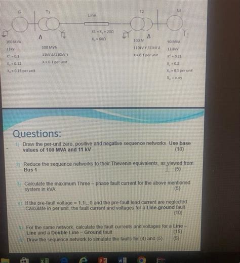 Solved Questions Draw The Per Unit Zero Posilive And Chegg