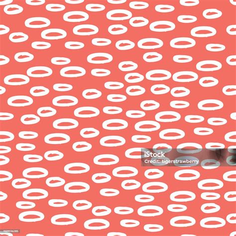 2019의 유행 색 산호에에서 완벽 한 패턴 배경 색상 끝 없는 손 올해 점 또는 원형 타원형 거품 또는 눈의 추상 낙서를 그리기 벡터입니다 0명에 대한 스톡 벡터 아트 및