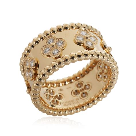 Van Cleef And Arpels Perlee Clover Ring In 18k Yellow Gold 0 71ctw For Sale At 1stdibs