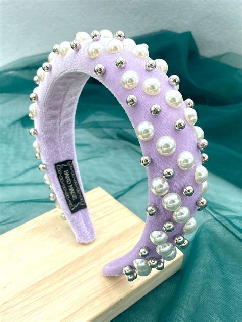 Faux Pearl Decor Wide Headband Wide Headband Faux Pearl Handmade