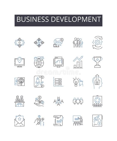 Business Development Line Icons Collection Marketing Strategy Product Management Human