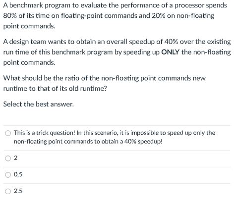 Solved A Benchmark Program To Evaluate The Performance Of A Chegg