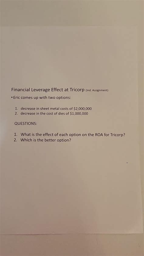 Solved Financial Leverage Effect Examplefinancial Leverage