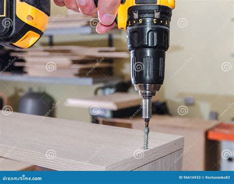 Assembling Of Furniture Power Tools Stock Image Image Of Cabinet