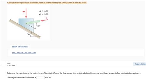 Solved Consider A Block Placed On An Inclined Plane As Shown