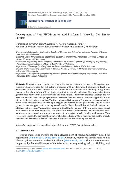 Pdf Development Of Auto Pivot Automated Platform In Vitro For Cell Tissue Culture