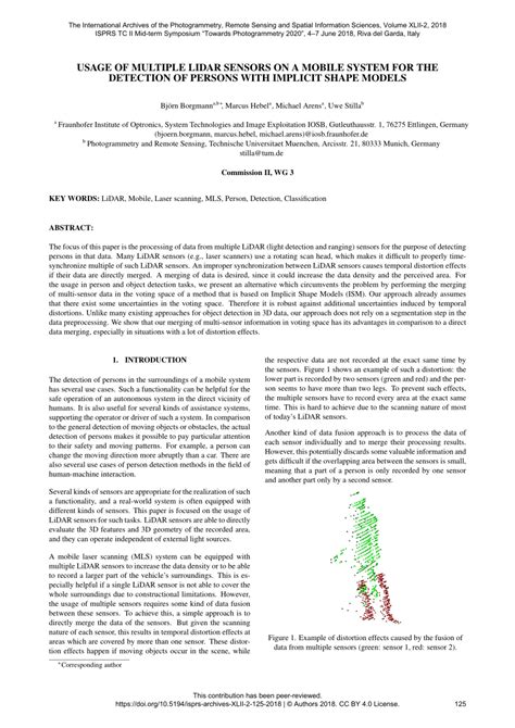 Pdf Usage Of Multiple Lidar Sensors On A Mobile System For The