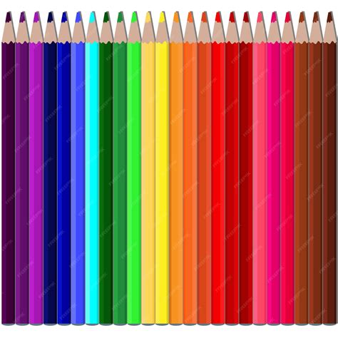 Premium Vector Color Pencils Set On White Background 24 Color Pencils 24 Color Pencil All