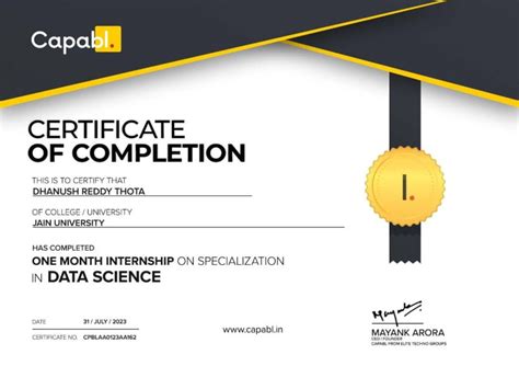 Internshipcompletion Certificatereceived Gratitude