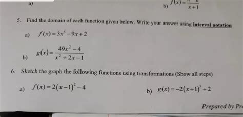 Solved X1 5 Find The Domain Of Each Function Given Below