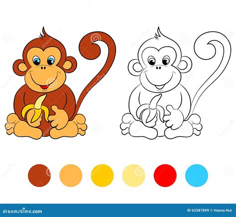 Scimmia Del Libro Da Colorare Disposizione Dei Bambini Per Il Gioco