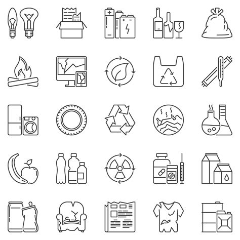 Garbage Types Outline Icons Set Waste Sorting Vector Symbols 12777783 Garbage Types Outline Icons Set Waste Sorting Vector Symbols 12777783
