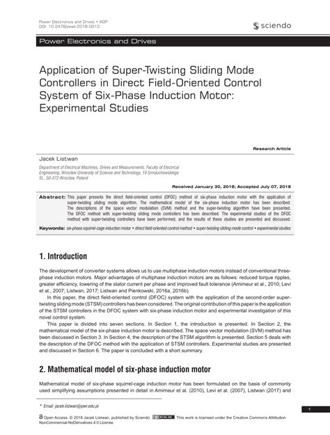 Pdf Application Of Super Twisting Sliding Mode Controllers In Direct Field Oriented Control