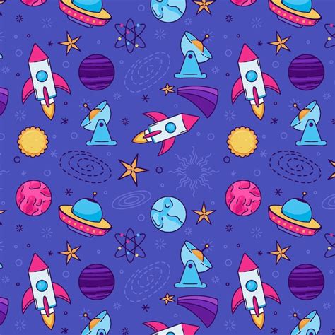 Premium Vector Hand Drawn Space Pattern Design
