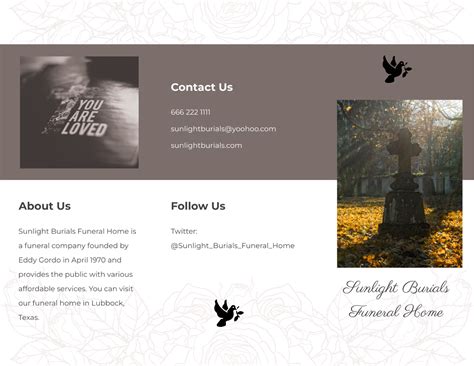 Free Sample Burial Funeral Tri Fold Brochure Template To Edit Online