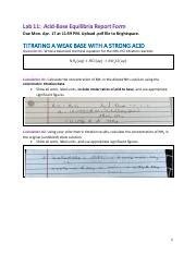 Acid Base Equilibria Lab Report Form Titration Calculations Course Hero