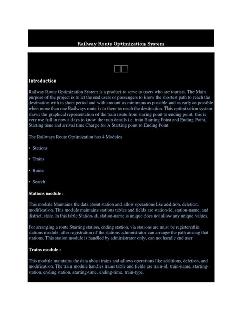 Railway Route Optimization Pdf Train Table Database