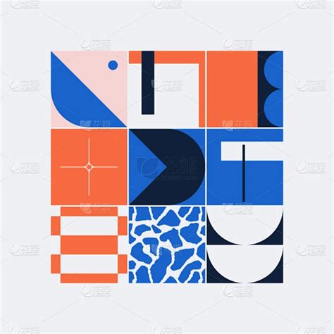 抽象 式样 矢量 包豪斯 几何形状 视力 技术 简单 复古风格 构图素材 花瓣网