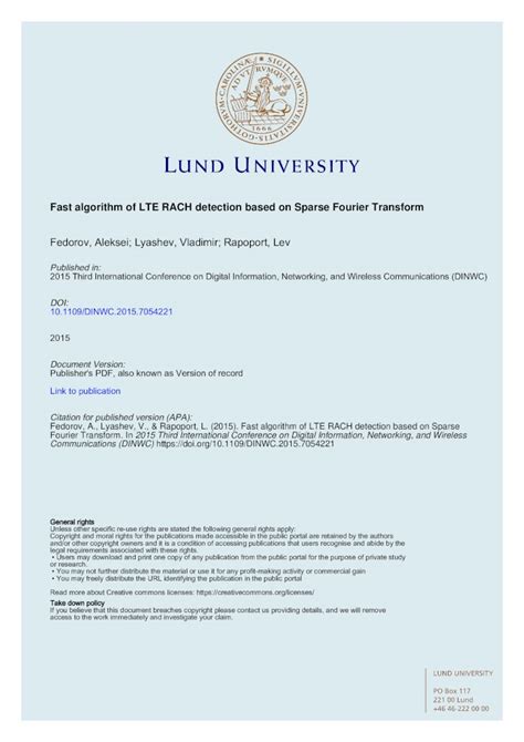 Pdf Fast Algorithm Of Lte Rach Detection Based On Sparse Searchwsfiles