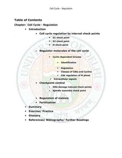 Unit 2 Cell Cycle Regulation Cell Cycle Regulation Table Of Contents Chapter Cell Cycle