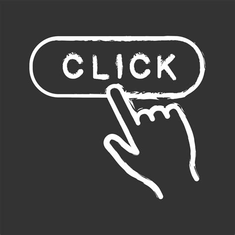 Click Button Chalk Icon Webpage Navigation Hand Pressing Button Isolated Vector Chalkboard
