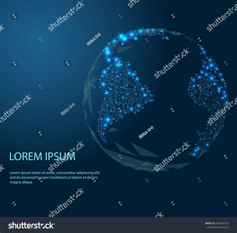 Vector Wireframe Connecting Earth Sphere Globe Stock Vector Royalty Free 669529192 Shutterstock