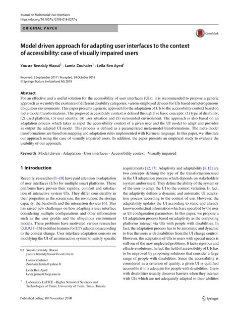 Pdf Model Driven Approach For Adapting User Interfaces To The Context