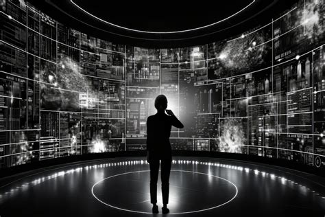 미래의 사무실 일을 하는 사업가와 함께 하는 장면 Ai 생성 이미지