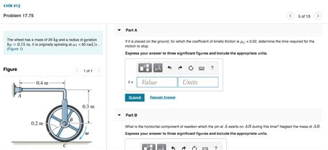 Solved Khw 12 Problem 1775 5 Of 13 Part A The Wheel Has A